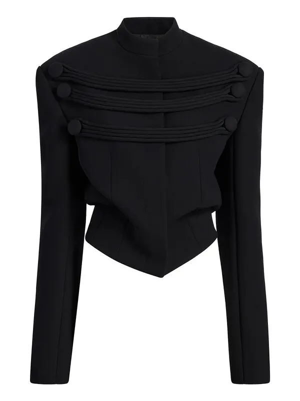 Khaite York Jacket With Cord Embroidery - Black