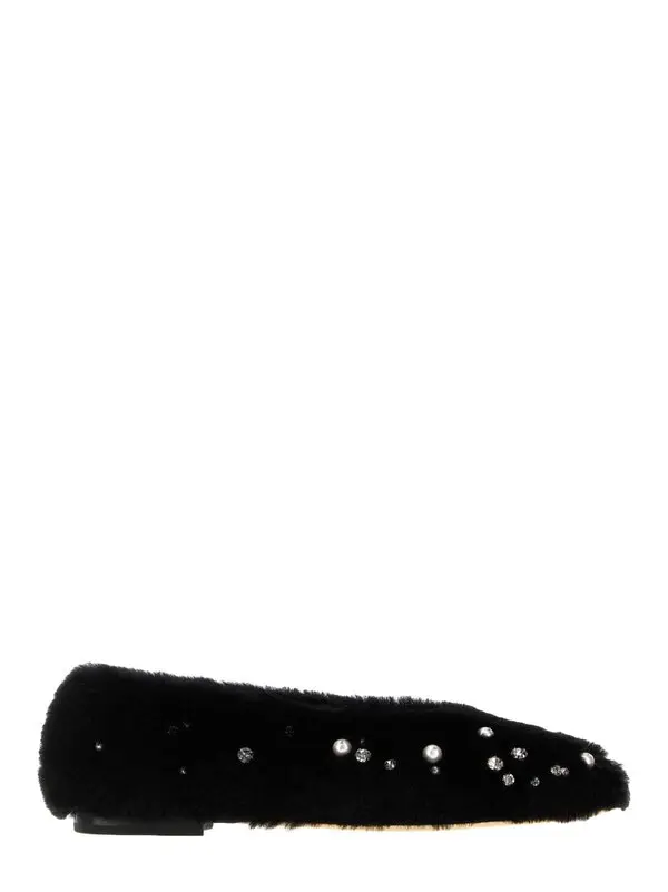 JIMMY CHOO Fur Margot Ballerinas - Black