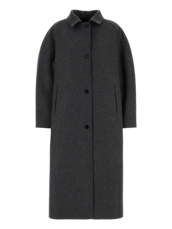JIL SANDER Dark Grey Wool Blend Coat - Gray
