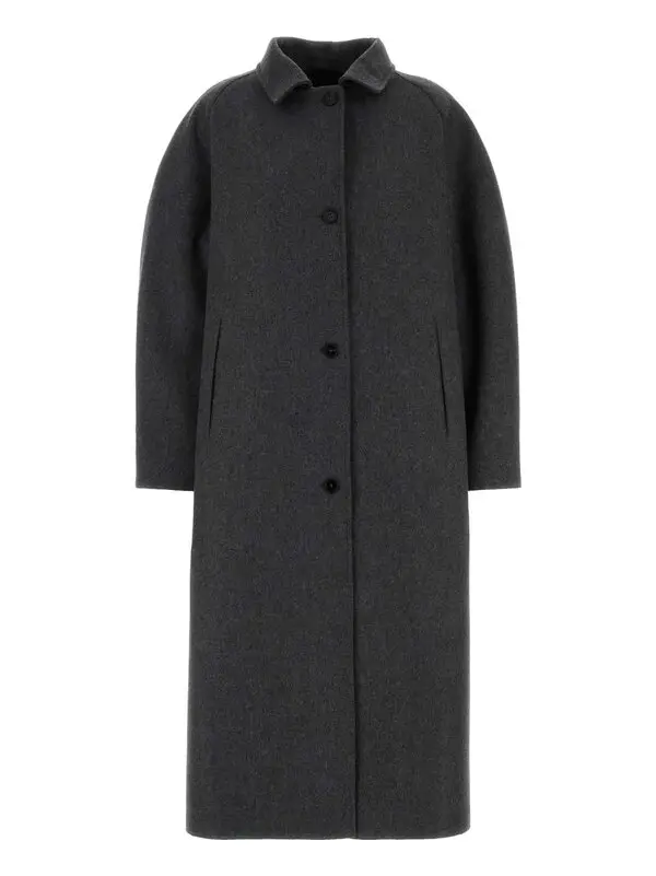 JIL SANDER Virgin Wool Blend Overcoat - Gray