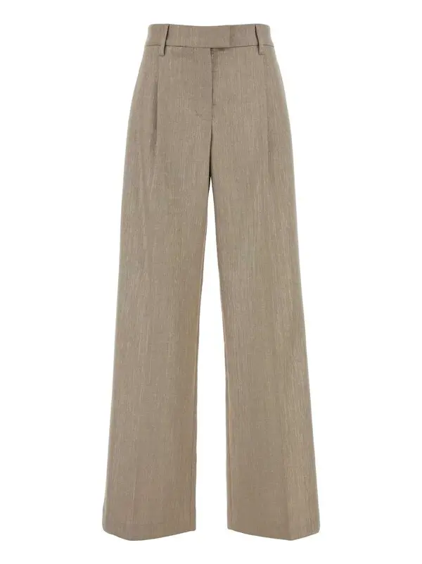 Brunello Cucinelli Gold Stretch Polyester Blend Palazzo Pant - Brown