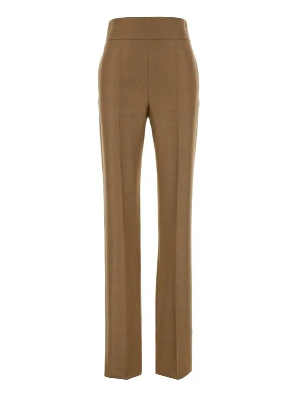 Valentino Garavani Camel Silk And Wool Pant - Brown