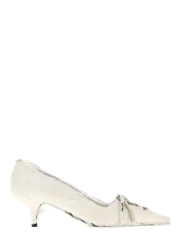 Prada Embellished Satin Pumps - White