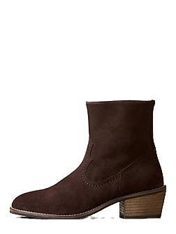 Overland S Autumn Shearling-lined Water-resistant Leather Western Boots - Chocolate