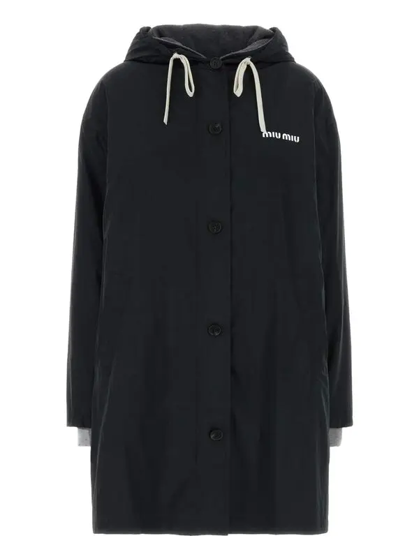 Miu Miu Polyester Blend Parka - Black