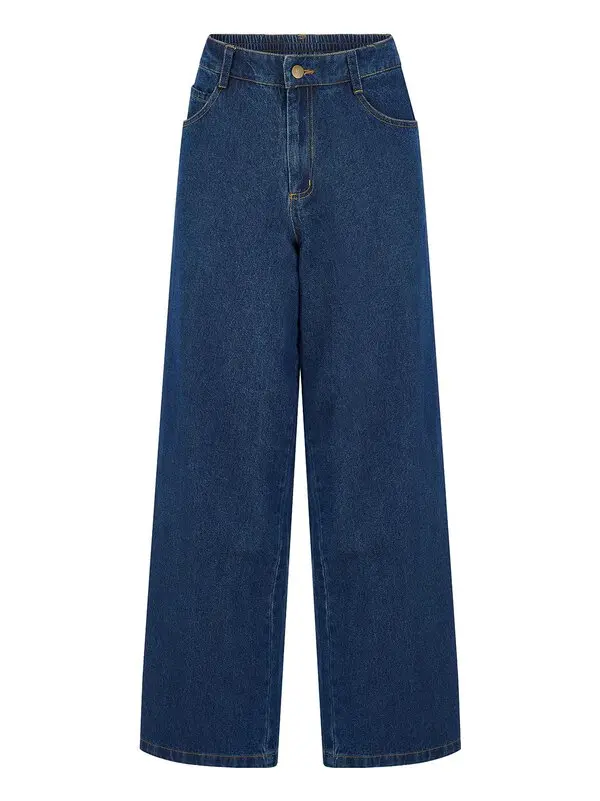SUGARHILL BRIGHTON Justina Denim Wide Leg Trousers Indigo - Blue