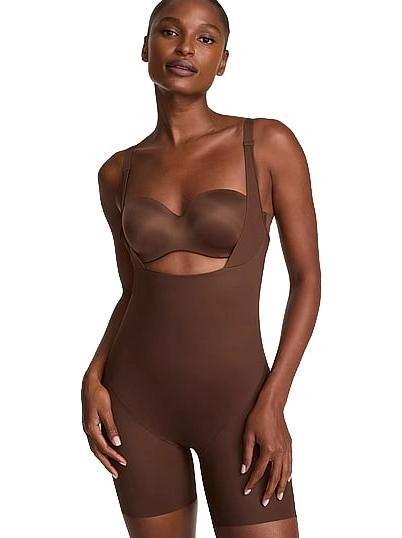 Victoria's Secret Vs X Leonisa Open-bust Mid-thigh Sculpting Bodysuit - Brown