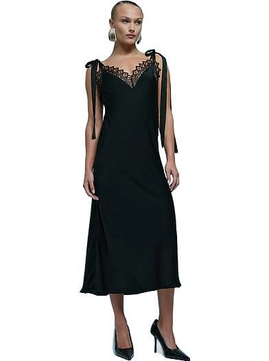 Victoria's Secret Bardot Lydia Tie Strap Midi Dress - Black