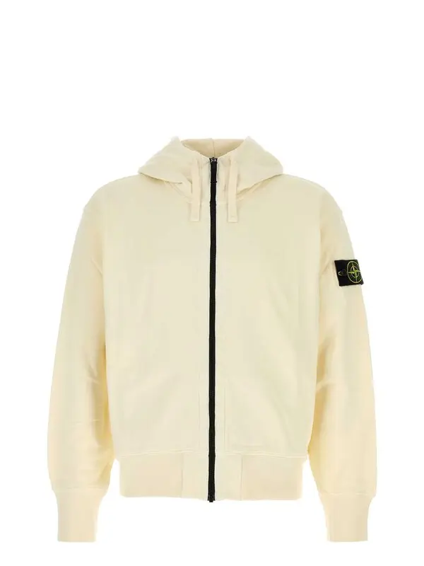 Stone Island Cream Cotton Sweatshirt - Yellow