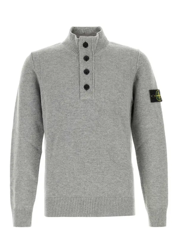 Stone Island Grey Wool Blend Sweater - Gray