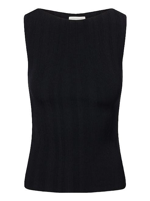 Dissh Dove Ribbed Jersey Tank Top - Black