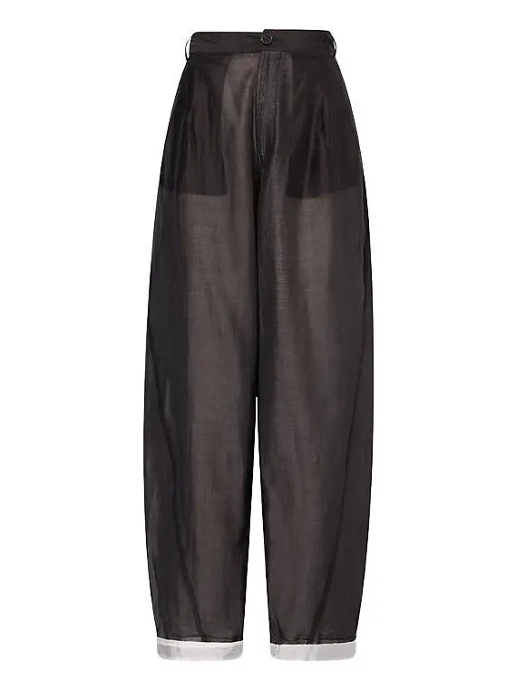 DARKPARK Phebe Double-sided Wide-leg Sheer Woven Trousers - Black