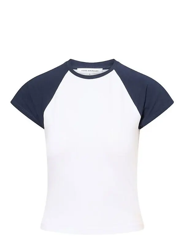 Good American Short-sleeve Raglan-sleeve Cotton-jersey T-shirt - Chalk