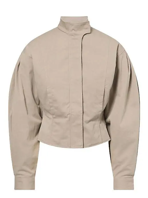 BELLE ANNA Globo High-neck Cotton-blend Jacket - Light Grey