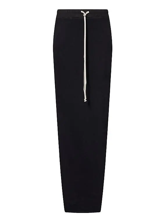 Rick Owens Pillar Draped Cotton Maxi Skirt - Black