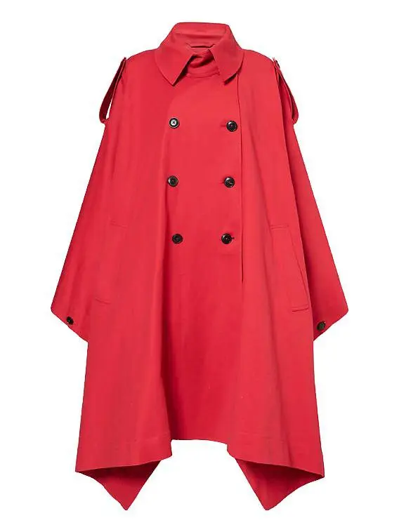 ROHE FRAMES Double-breasted Cotton Cape Trench Coat - Cherry