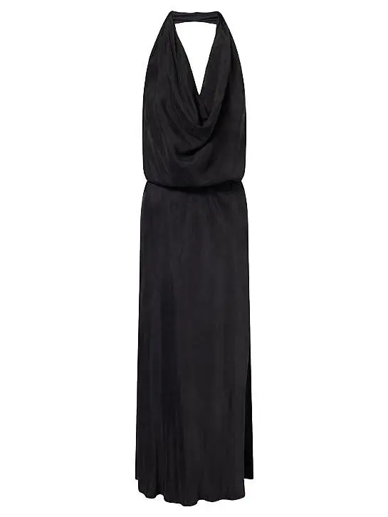 Dissh Adele Cowl-neck Cupro-blend Midi Dress - Black