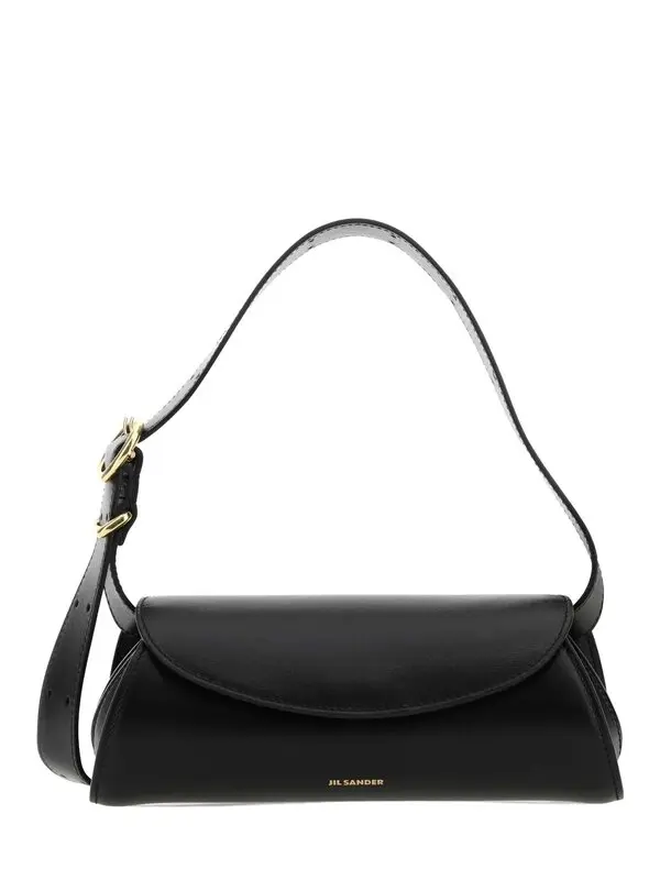 JIL SANDER Leather Small Cannolo Shoulder Bag - Black