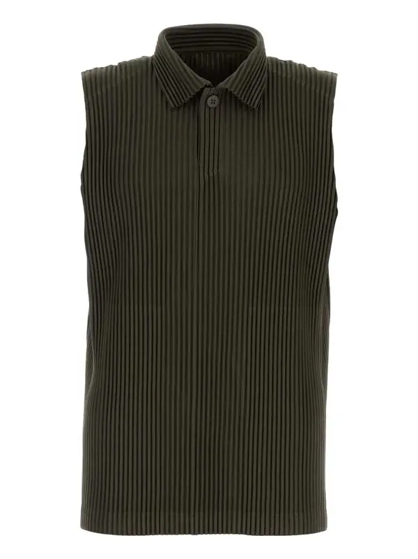 Issey Miyake Khaki Polyester Polo Shirt - Green
