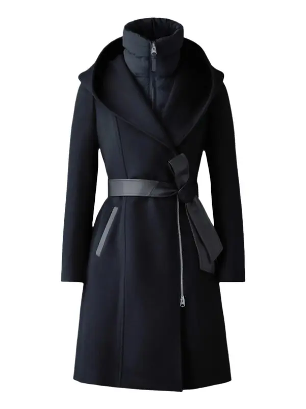 Mackage Shia-slbz 2-in-1 Double-face Wool Coat With Removable Bib - Black
