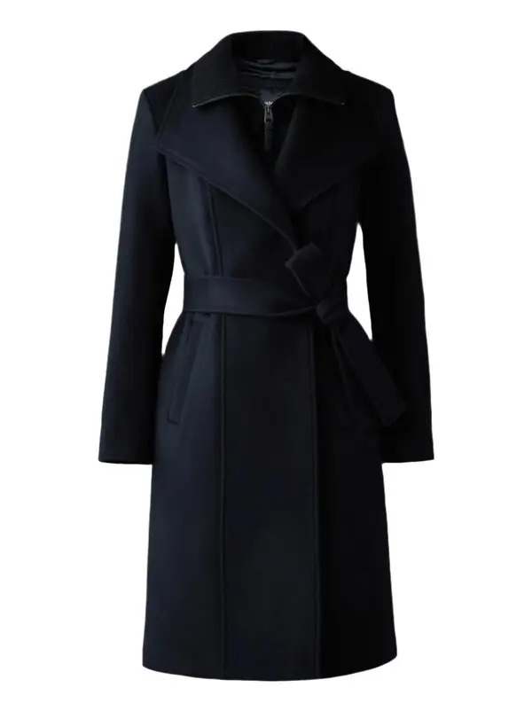Mackage Norita-zz 2-in-1 Double Face Wool Coat With Sash - Black