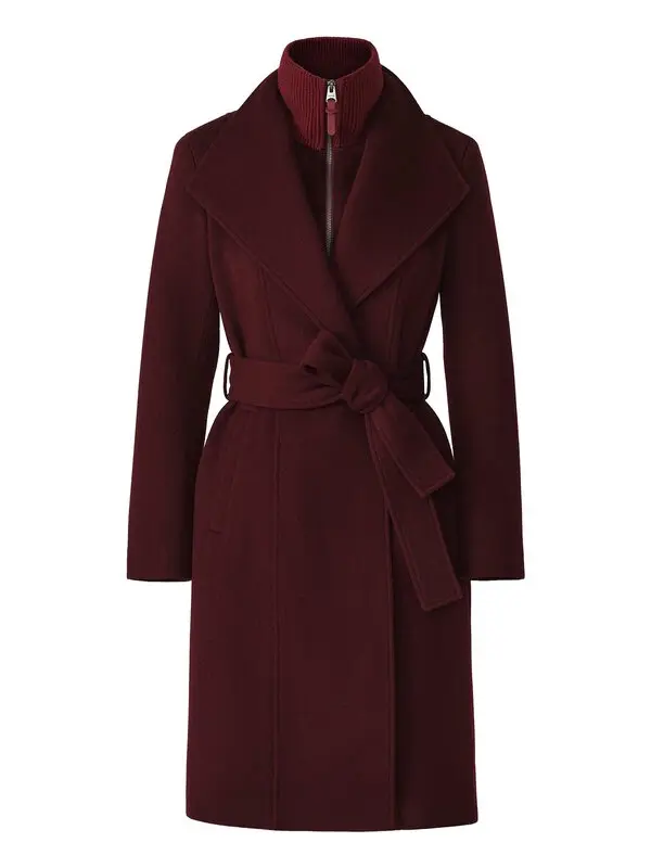 Mackage 2-in-1 Double Face Wool Coat With Sash - Garnet