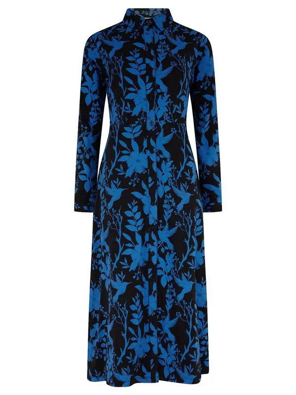 SUGARHILL BRIGHTON Sylvia Jersey Midi Shirt Dress Hummingbird - Black
