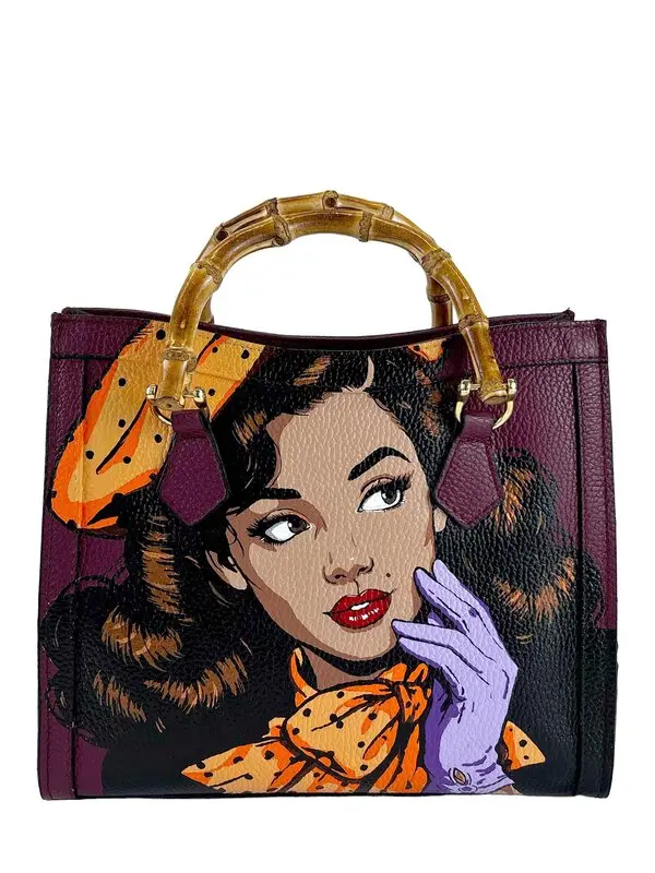 MAISON RUBAIYAT Little Bamboo Hand-painted Leather Bag Frances - Purple