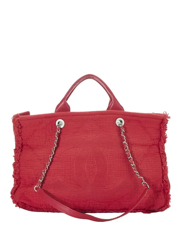 Chanel Canvas Double Face Shopping Tote - Red