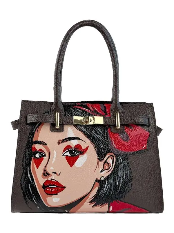 MAISON RUBAIYAT Gina Hand-painted Leather Fortune Cookie Bag - Brown