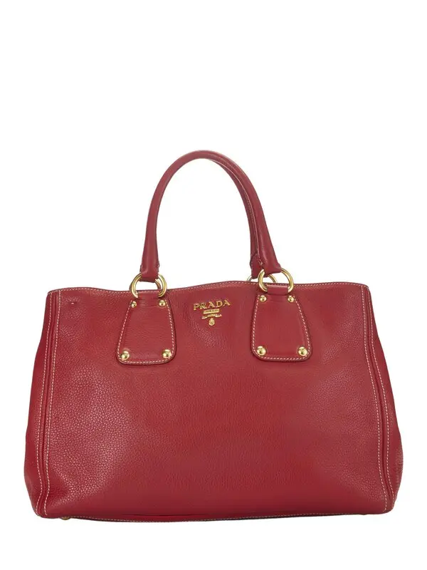 Prada Vitello Daino Convertible Tote - Red