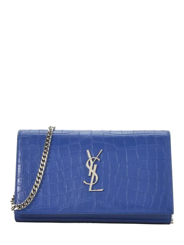 Saint Laurent Embossed Monogram Wallet On Chain - Blue