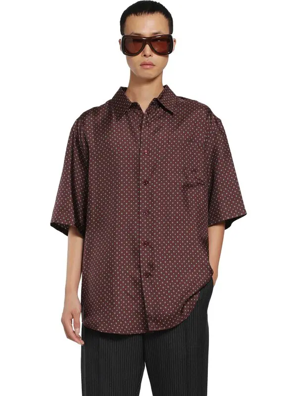 Saint Laurent Hexagon Silk Twill Shirt - Red