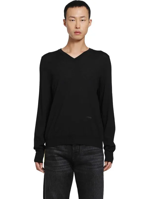 Fendi Wool V-neck Sweater - Black