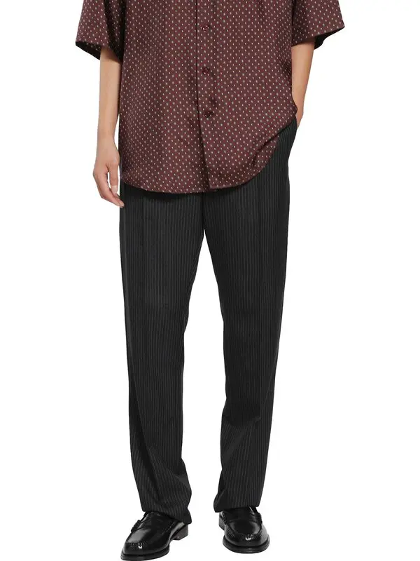 Saint Laurent Striped Herringbone Wool Tapered Trousers - Grey