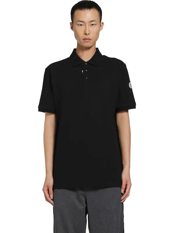Moncler Cotton Piquet Polo Shirt - Black