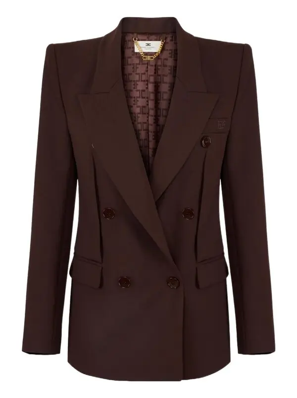 Elisabetta Franchi Double-breasted Blazer - Cocoa