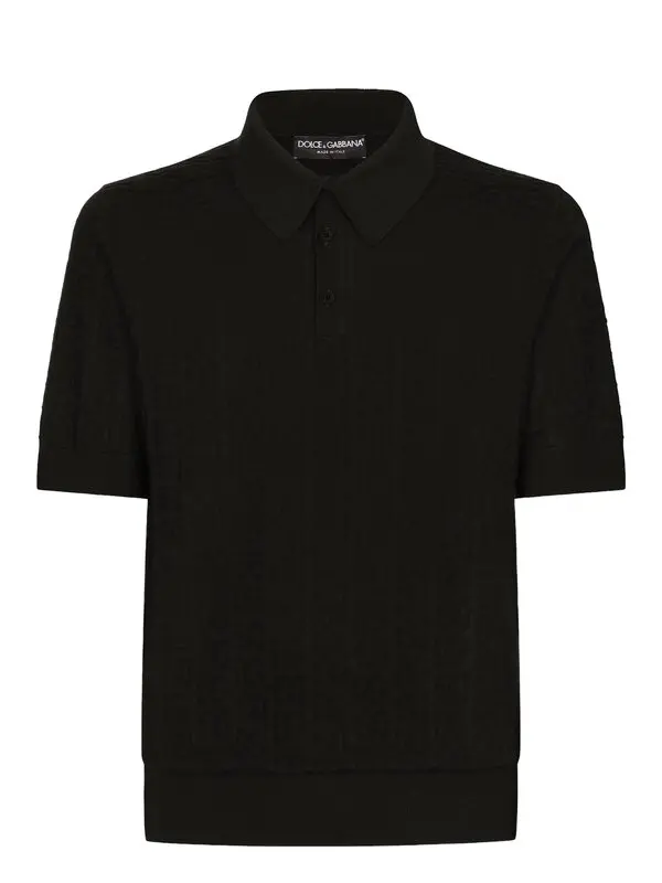 Dolce & Gabbana Dolce Gabbana Dg Logo Jacquard Knitted Polo Shirt - Black
