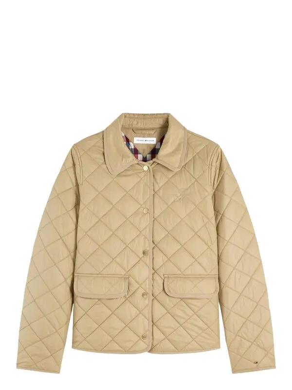 Tommy Hilfiger Quilted Logo-embroidered Jacket - Camel