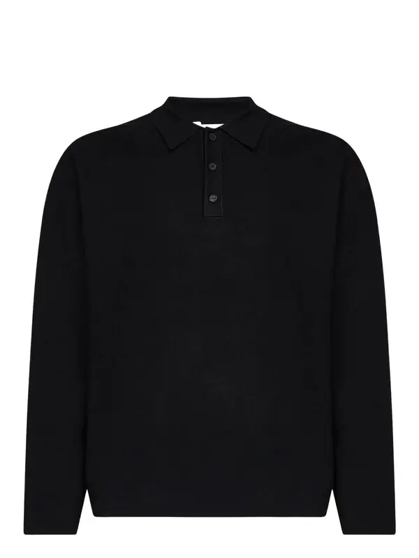 HEVO Long-sleeved Knitted Polo Shirt - Black