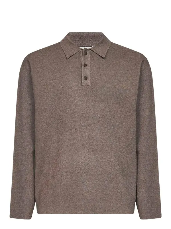 HEVO Long-sleeved Knitted Polo Shirt - Gray