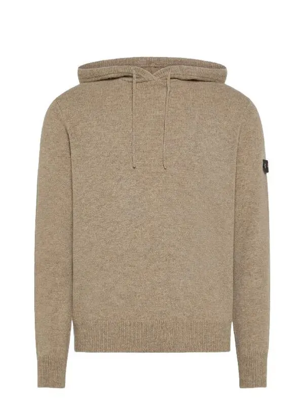Peuterey Logo-patch Drawstring Knitted Hoodie - Crockery