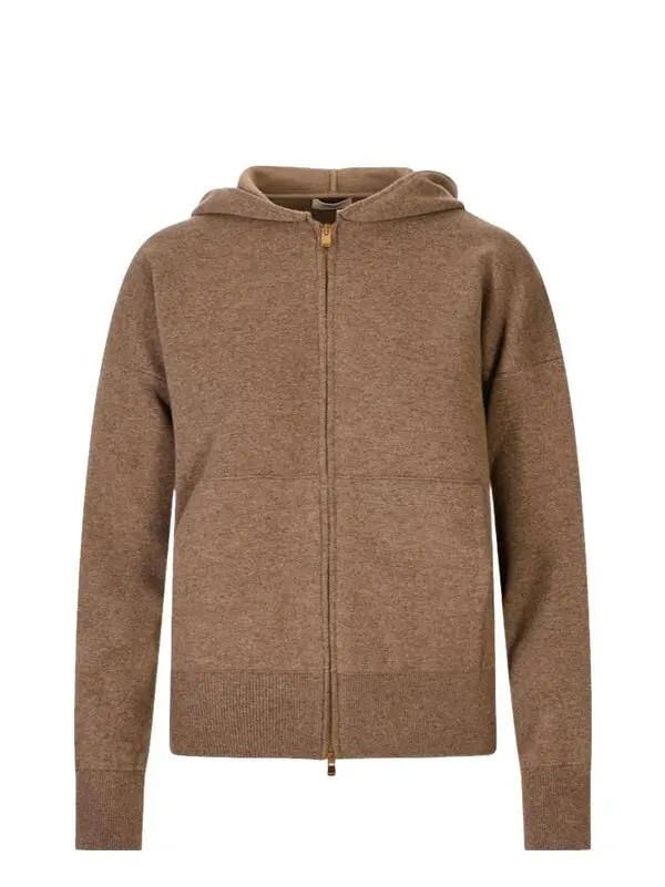 Agnona Hooded Knitted Casual Jacket - Brown