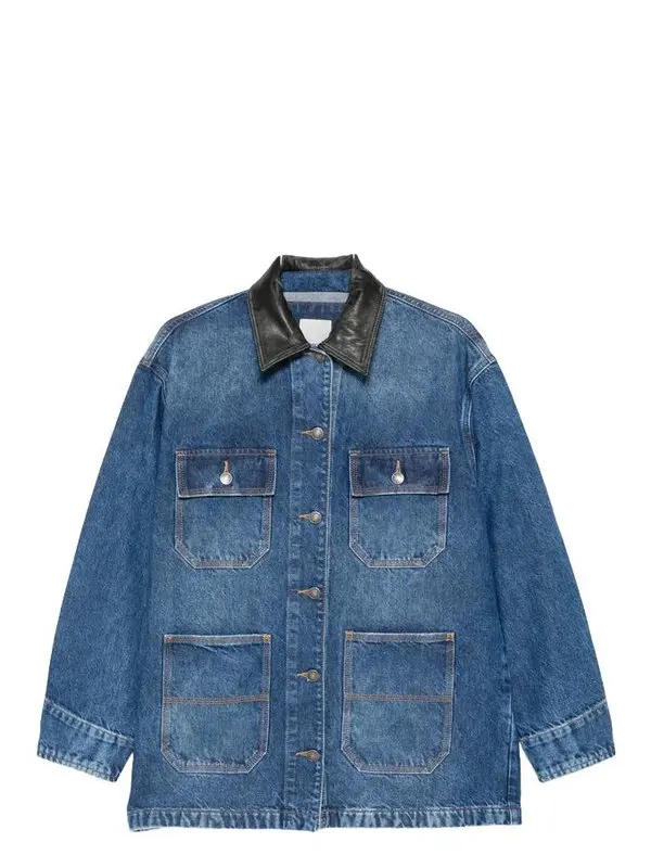 Simkhai Leather-collar Denim Jacket - Blue