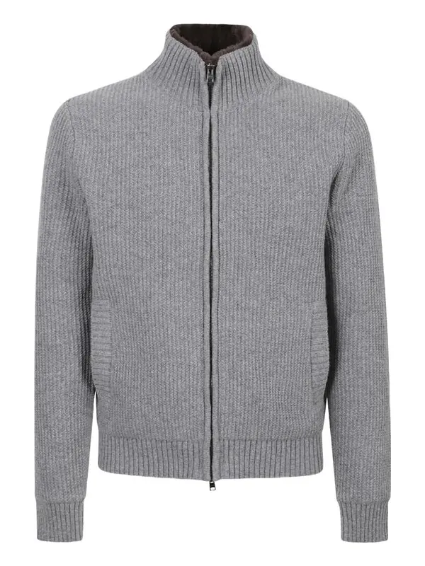 Herno Long-sleeve Knit Top With A Zipper - Grey