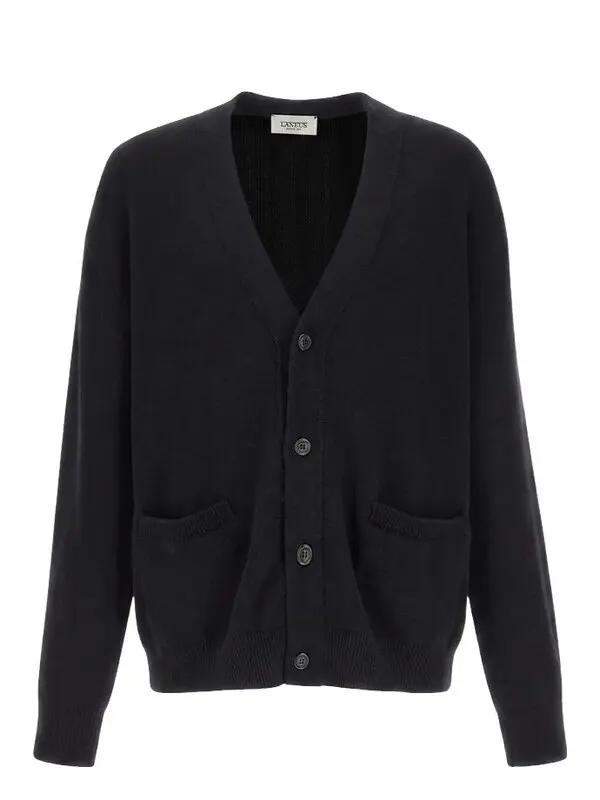 LANEUS Relaxed V-neck Cardigan - Black