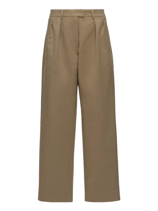 Magda Butrym Straight-leg Cotton Trousers With Front Pleats - Khaki