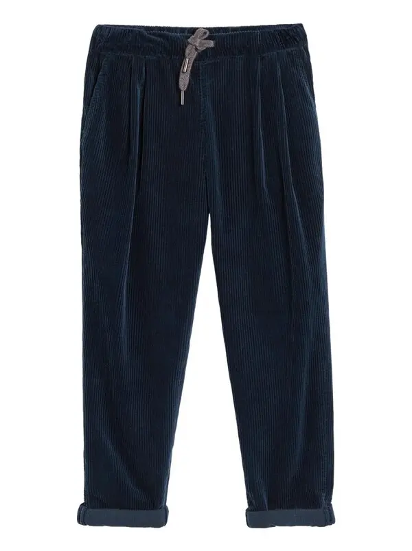 Brunello Cucinelli Pleated Corduroy Trousers - Navy Blue