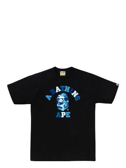 A BATHING APE Abc Camo College Blue Camo T-shirt - Black