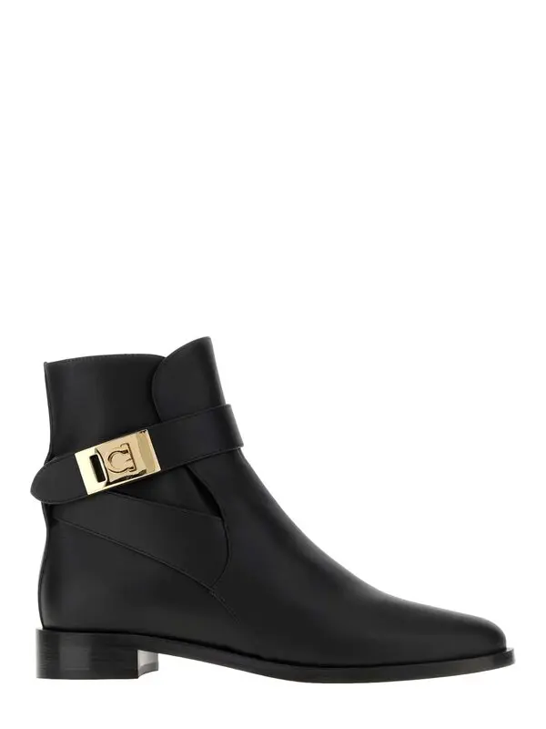 FERRAGAMO Leather Zanira Ankle Boots - Black